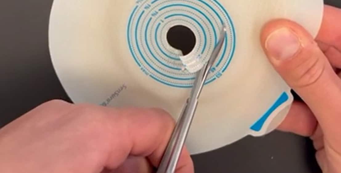 Tips for cutting ostomy barrier left-handed